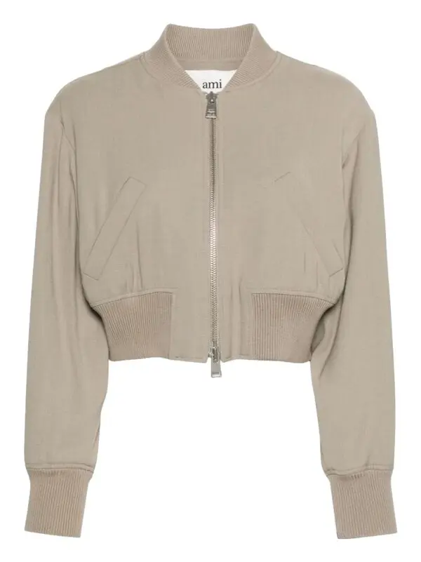 Ami Zip-up Padded Bomber Jacket - Nude