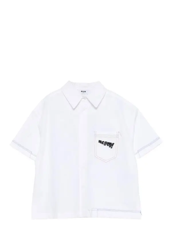 MSGM Embroidered Pocket Shirt - White