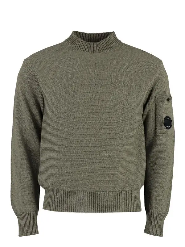 C.P. COMPANY Round Neck Long Sleeve Sweater - Green