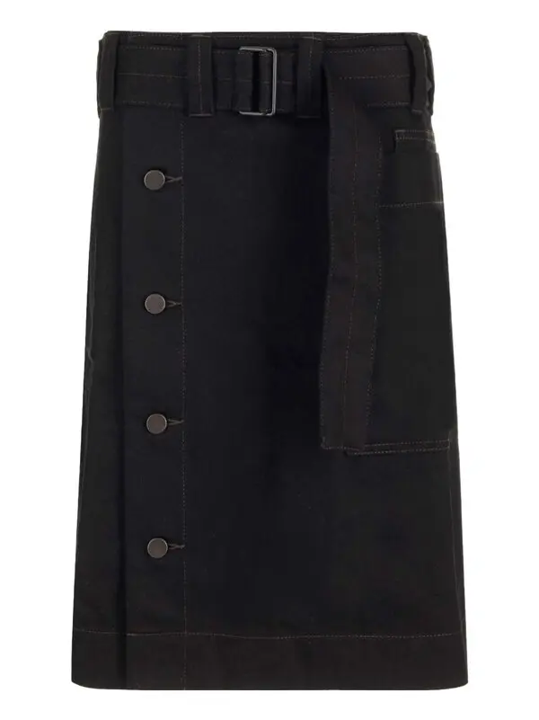 LEMAIRE Belted Apron Midi Skirt - Black