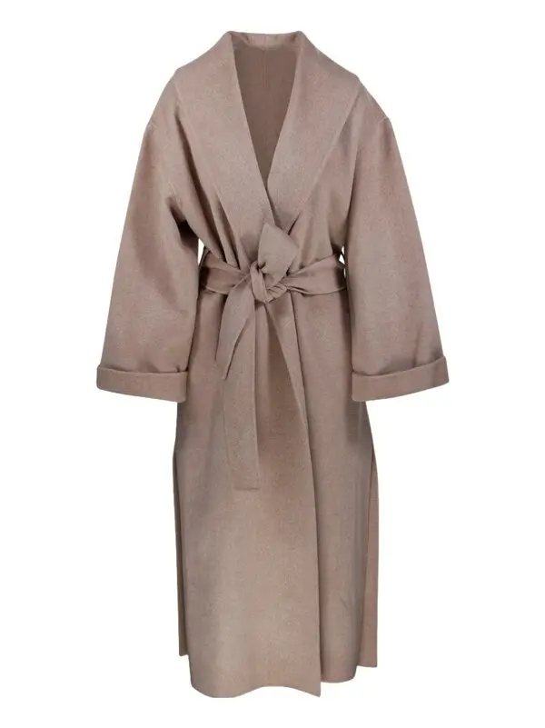 BY MALENE BIRGER Long Sleeve Wrap Coat - Nude