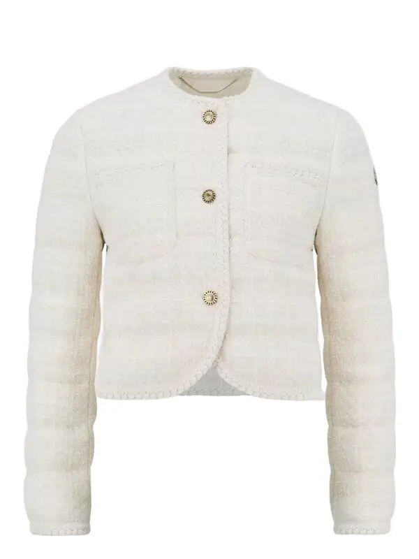 Moncler Tweed Button-up Jacket With Down Filling - White