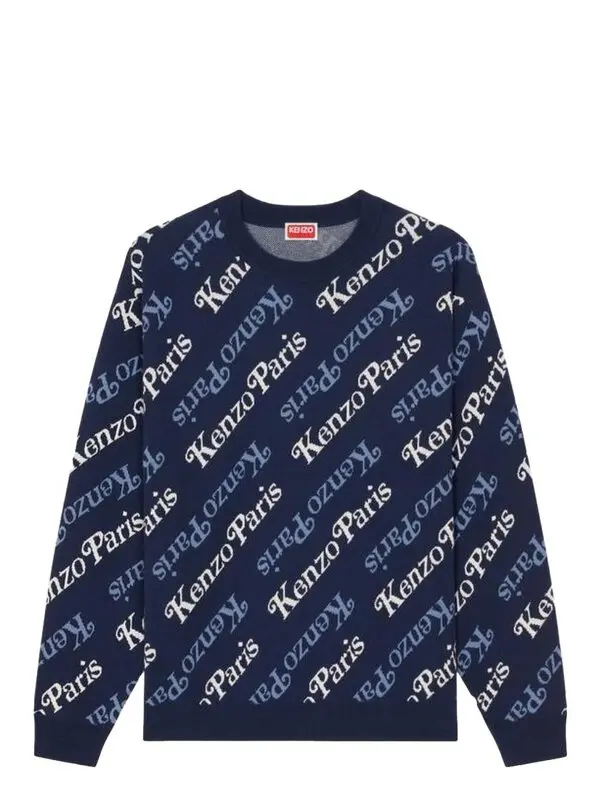 Kenzo All-over Monogram Printed Crew Neck Jumper - Blue