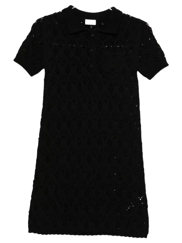 Celine Cotton Pointelle Mini Dress - Black