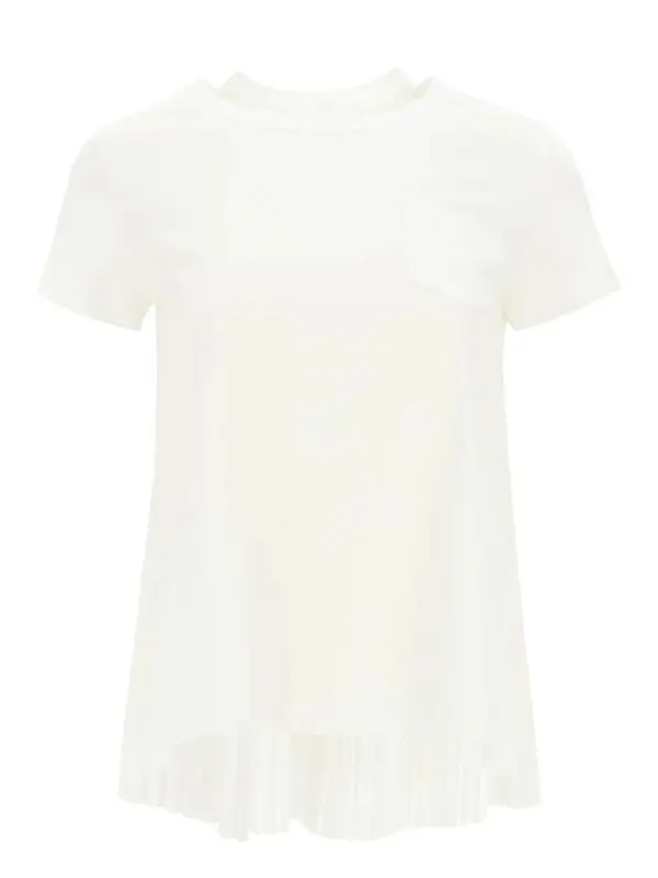 Sacai Pleated Crewneck T-shirt - White