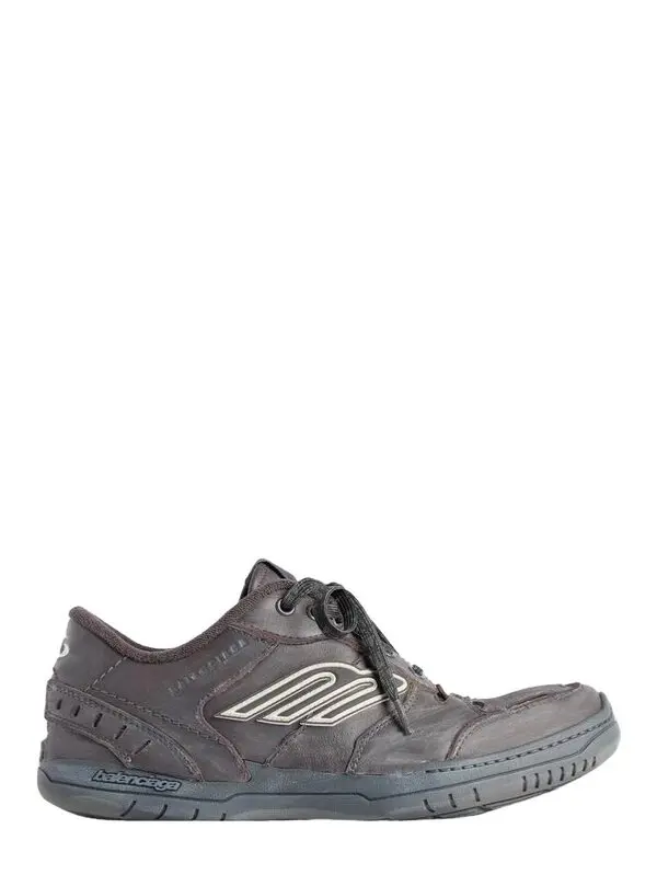 Balenciaga Distressed Calfskin Leather Sneakers - Grey