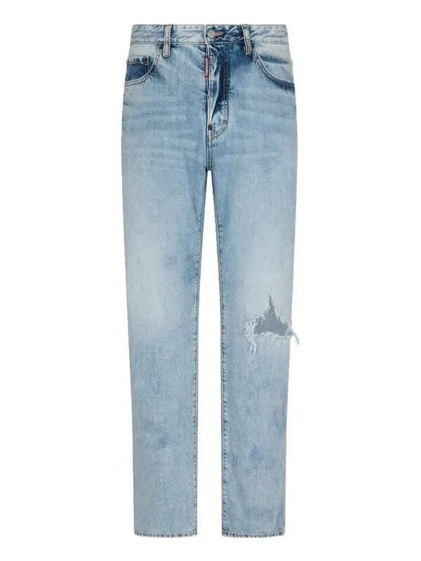 Dsquared2 Ripped Straight-leg Jeans - Blue