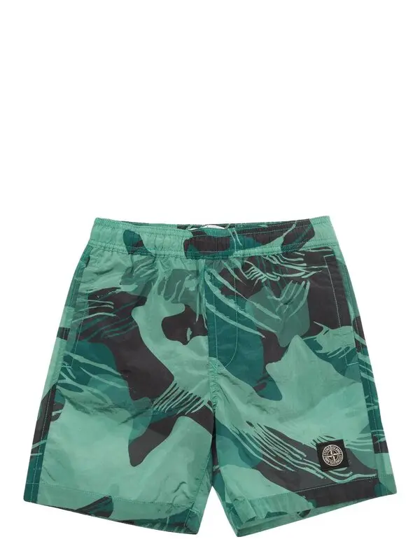Stone Island Compass Motif Swim Shorts - Emerald
