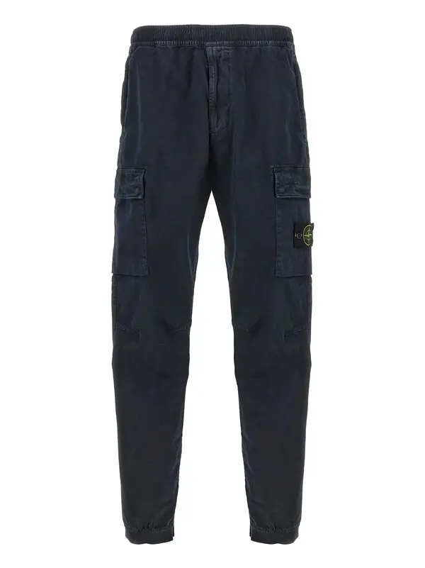 Stone Island Logo Patch Tapered Cargo Pants - Blue