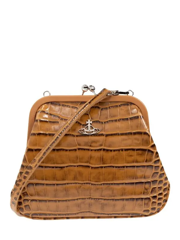 VIVIENNE WESTWOOD Clutch Bag With Logo Embellishment - Brown