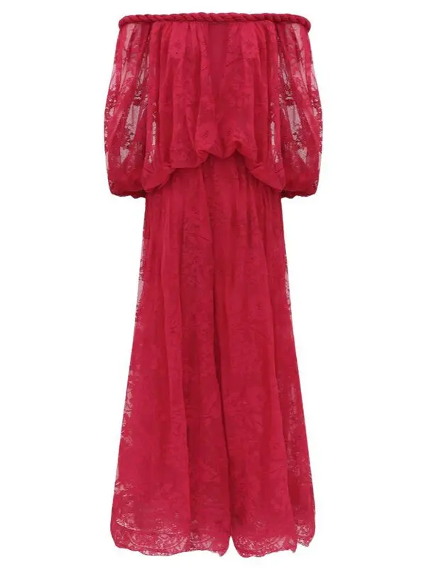 Zimmermann Luna Braided Lace Maxi Gown - Purple-red