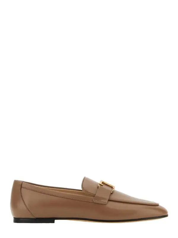 TOD'S Logo Plaque Loafers - Brown