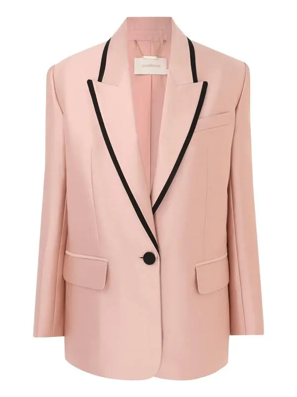 Zimmermann Long-sleeved Wool Jacket With Contrasting Trim - Pink