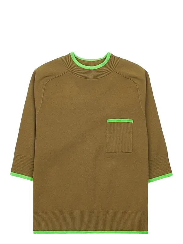 Max Mara Round Neck Sweater With Ribbed Details - Green