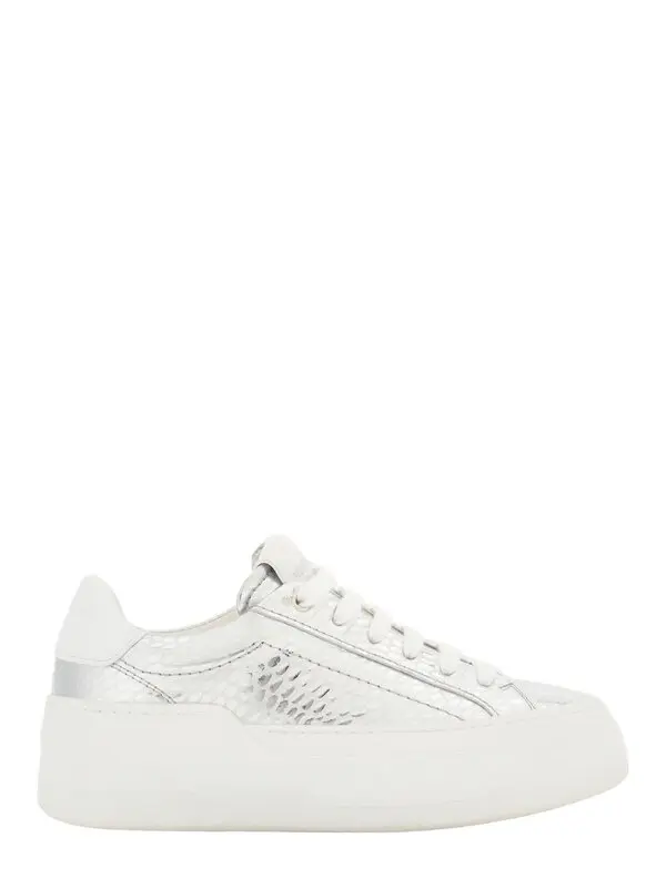 FERRAGAMO Silver Lace-up Sneakers - White