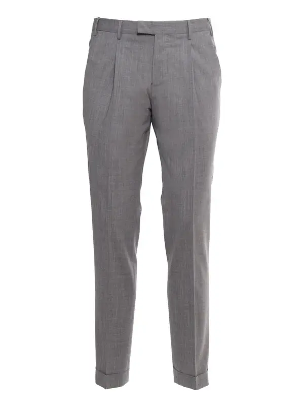 PT TORINO Straight-leg Trousers With Turn-up Hem - Gray
