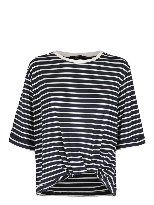 Seventy Striped T-shirt With Knotted Hem - Black