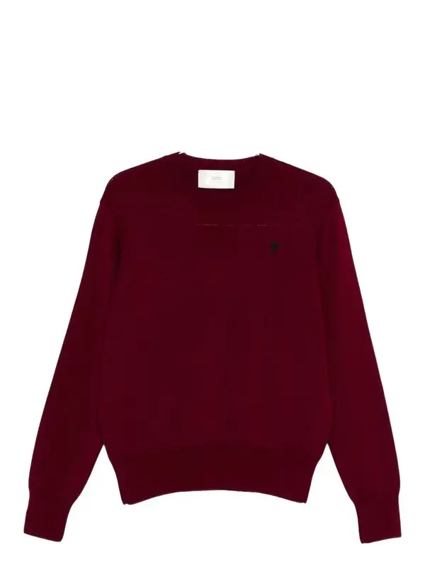 Ami Crew Neck Logo Sweater - Red