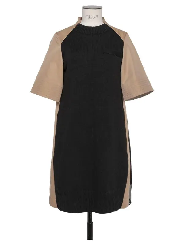 Sacai Panelled Pleated Minidress - Black