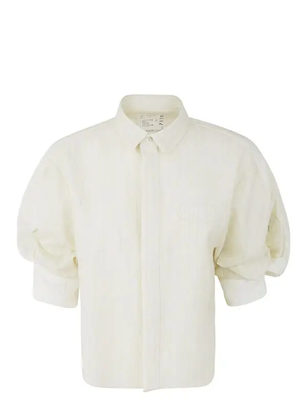 Sacai Puff-sleeved Striped Shirt - White