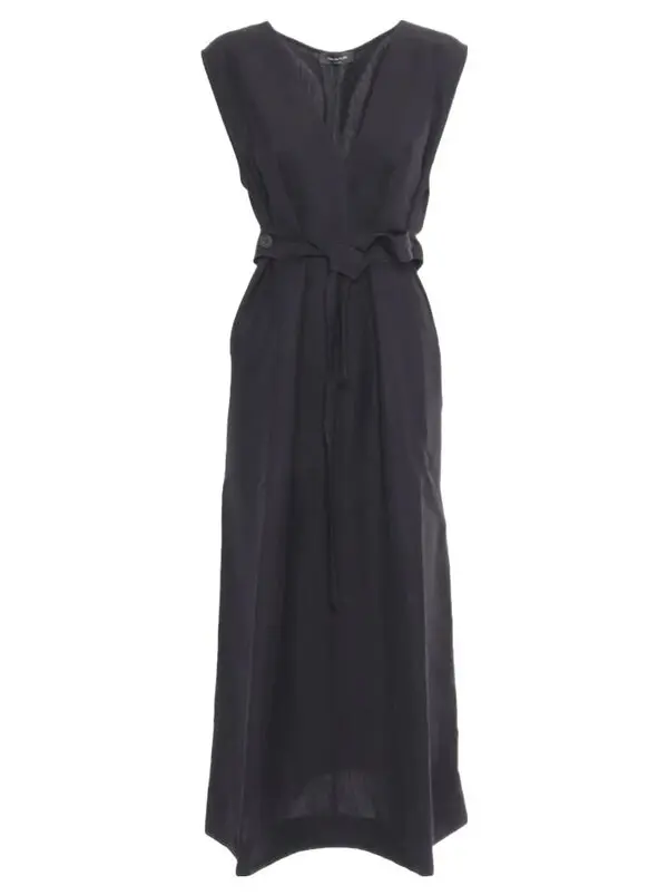 Fabiana Filippi Sleeveless V-neck Belted Dress - Black