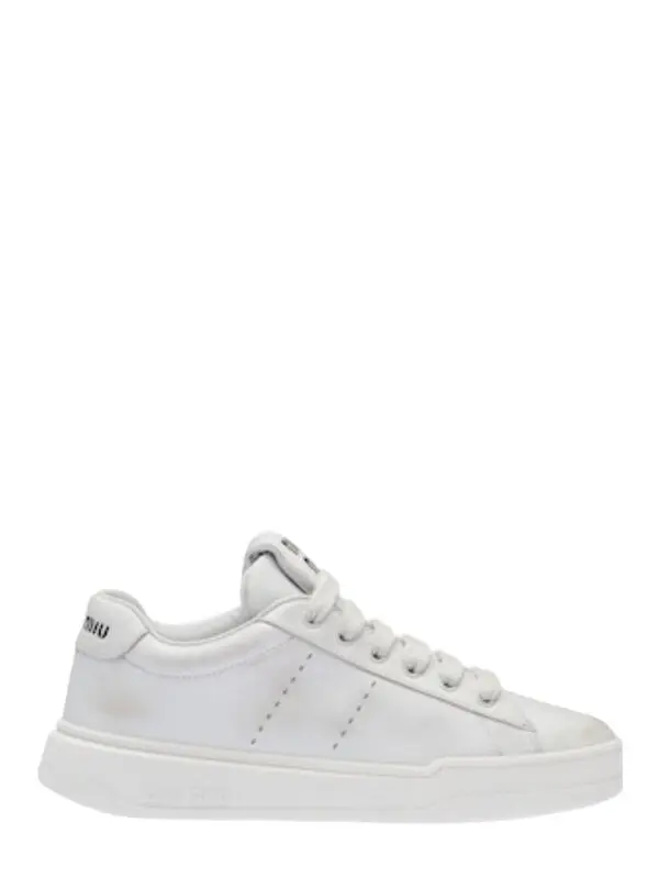 Miu Miu Round-toe Lace-up Sneakers - White