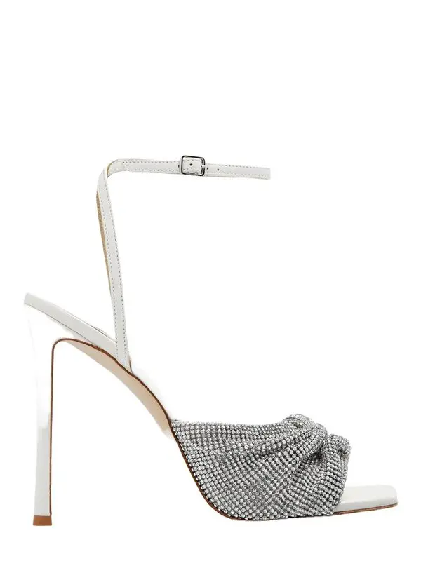 JIMMY CHOO Embellished High Heel Sandals With Square Toe - Gray