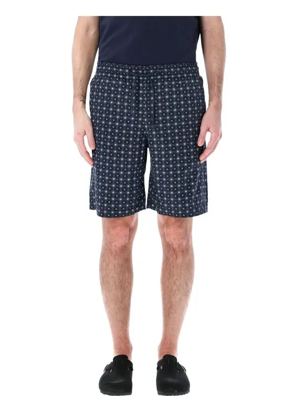 A.p.c. Vincento Geometric Print Wide-leg Shorts - Black