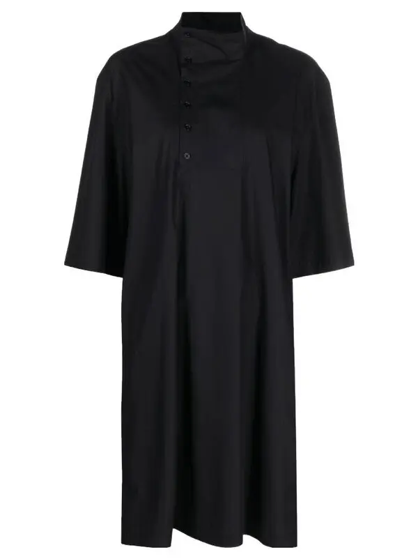 LEMAIRE High-neck Flared Cotton Dress - Black