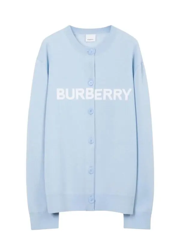 Burberry Logo-print Knit Cardigan - Blue