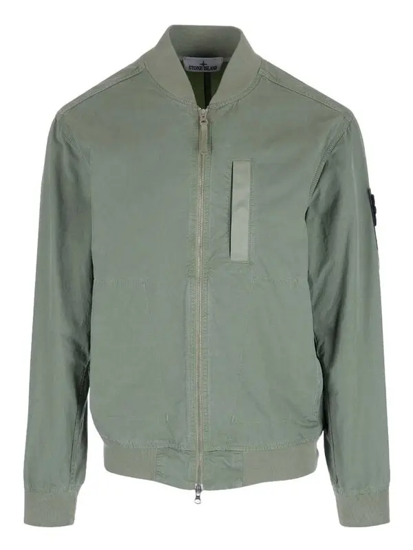 Stone Island Compass Motif Bomber Jacket - Sage