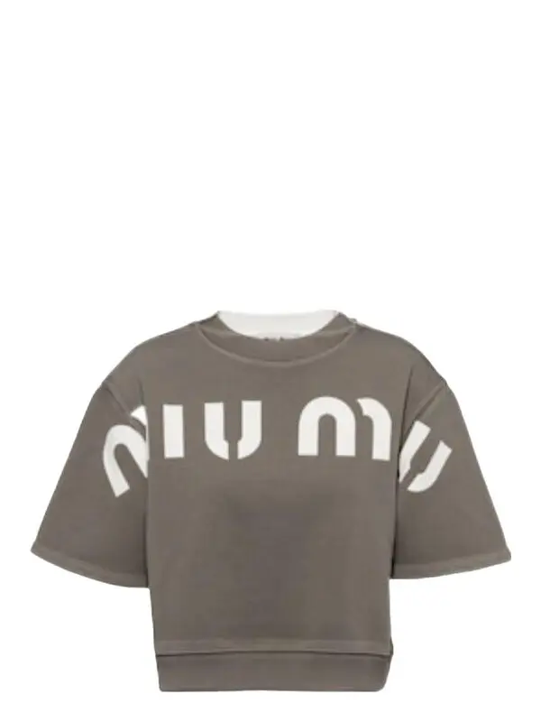 Miu Miu Printed Cotton Sweatshirt - Grey
