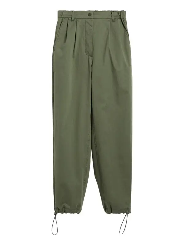 Max Mara Cotton Satin Parachute Trousers - Green
