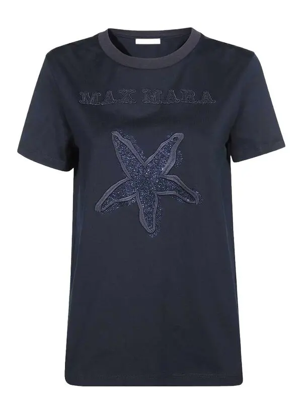 Max Mara Starfish Embellished Cotton T-shirt - Black
