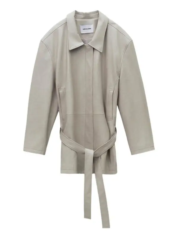 LOW CLASSIC Belted Jacket With Drop Shoulder And Snap Button Closure - Light Brown