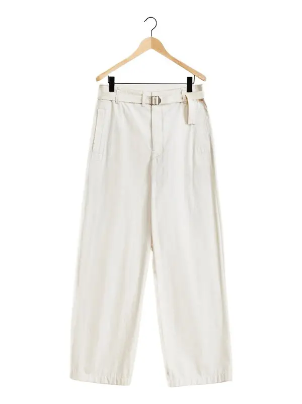 LEMAIRE Seamless Belted Wide-leg Trousers - Light Beige