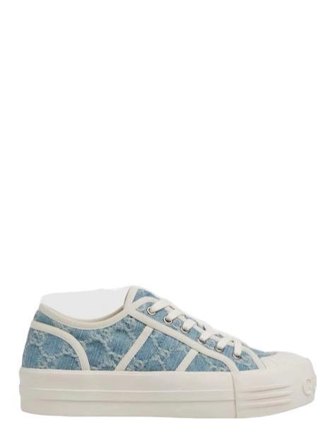Gucci Low Top Sneakers With Contrasting Trim - Light Blue