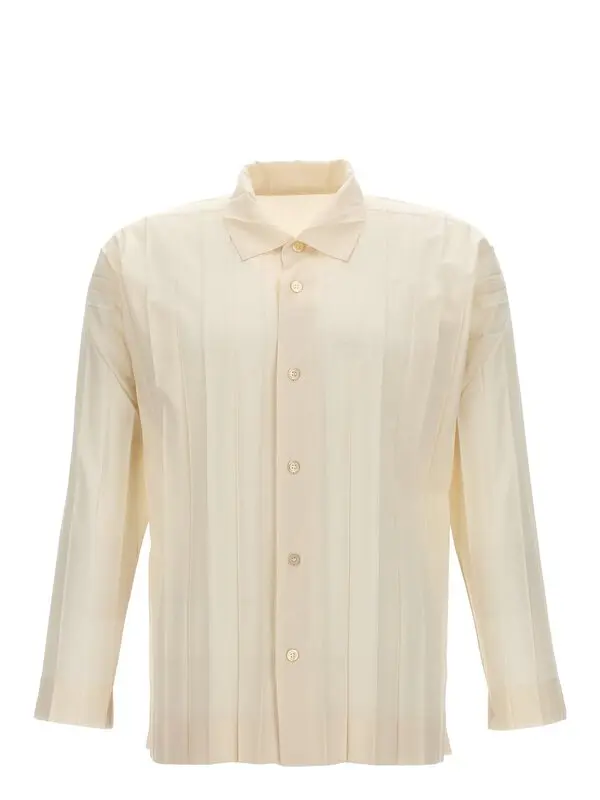 Issey Miyake Homme Plissé Collared Pleated Shirt - Nude