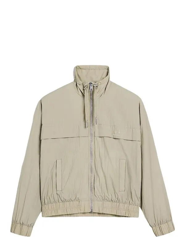 Ami Zip-up Lightweight Jacket With Engraved Zipper - Nude