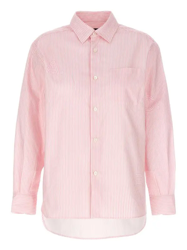 A.p.c. Striped Logo Embroidered Button-up Shirt - Pink