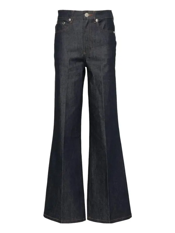 A.p.c. High-waisted Flared Jeans With Contrast Stitching - Black