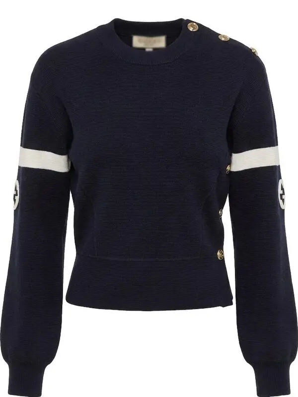 Gucci Interlocking G Crewneck Jumper With Contrasting Stripes - Blue