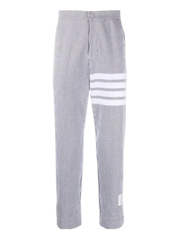 Thom Browne 4-bar Seersucker Tailored Trousers - Grey