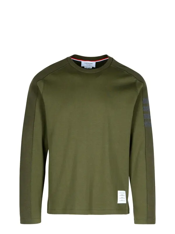 Thom Browne 4-bar Striped Crewneck Sweatshirt - Green