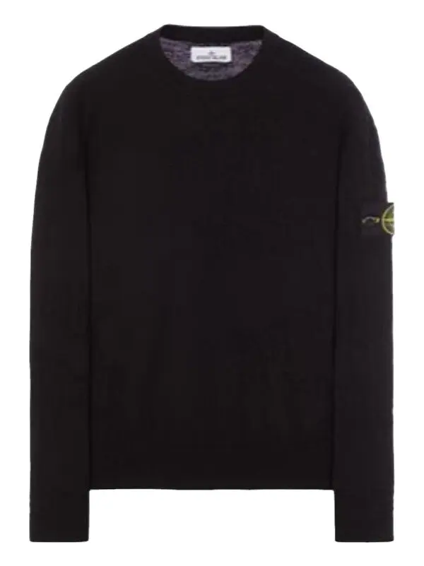 Stone Island Compass Motif Crew Neck Jumper - Black