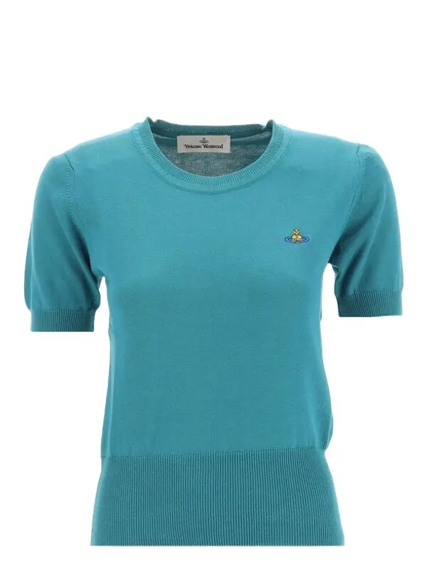 VIVIENNE WESTWOOD Orb Embroidered Knitted Top - Blue