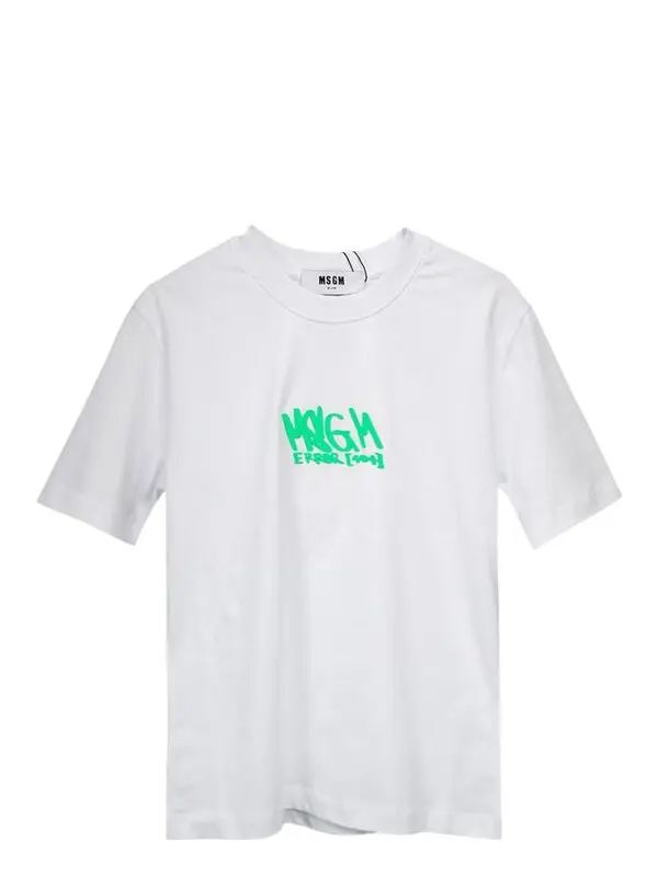 MSGM Logo Printed Crewneck T-shirt - White