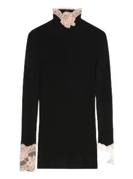 Valentino Garavani Lace Detailed Long-sleeved Jumper - Black
