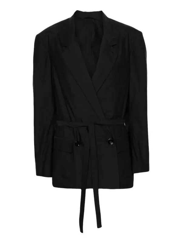 LEMAIRE Double-breasted Belted Tailored Blazer - Black