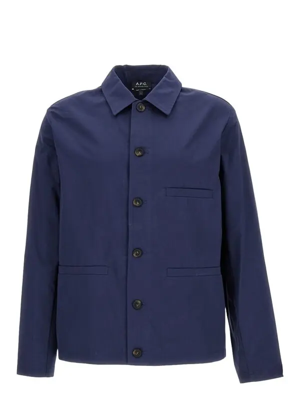 A.p.c. Welt-pocket Long-sleeved Shirt - Blue